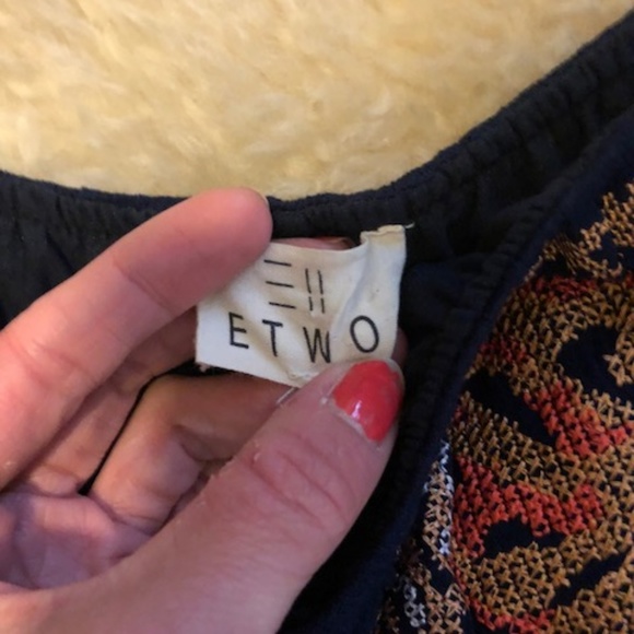 Etwo | Dresses | Etwo Offshoulder Embroidered Navy Dress | Poshmark